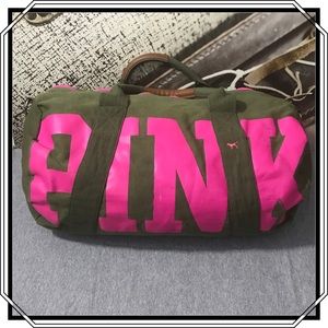 PINK Victoria's Secret | Bags | Vintage Pink By Vs Greenpink Duffle Bag ...